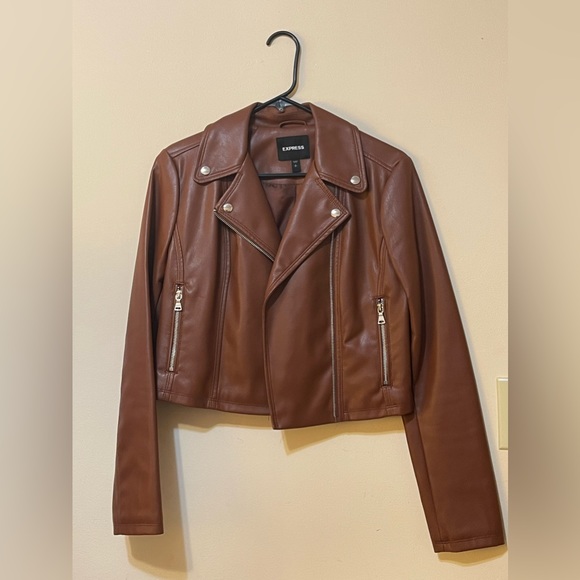 Express | Jackets & Coats | Express Faux Brown Leather Jacket In Size ...